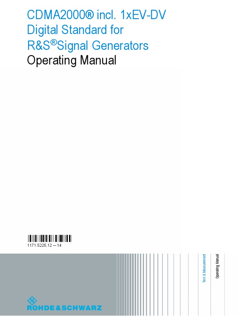 Operating Manual: CDMA2000® Incl. 1xEV-DV Digital Standard For R&S Signal Generators | PDF ...