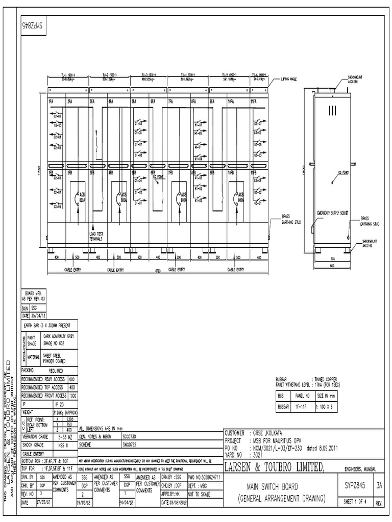 Main Switchboard Sypz845 PDF | PDF | Mains Electricity | Alternating ...