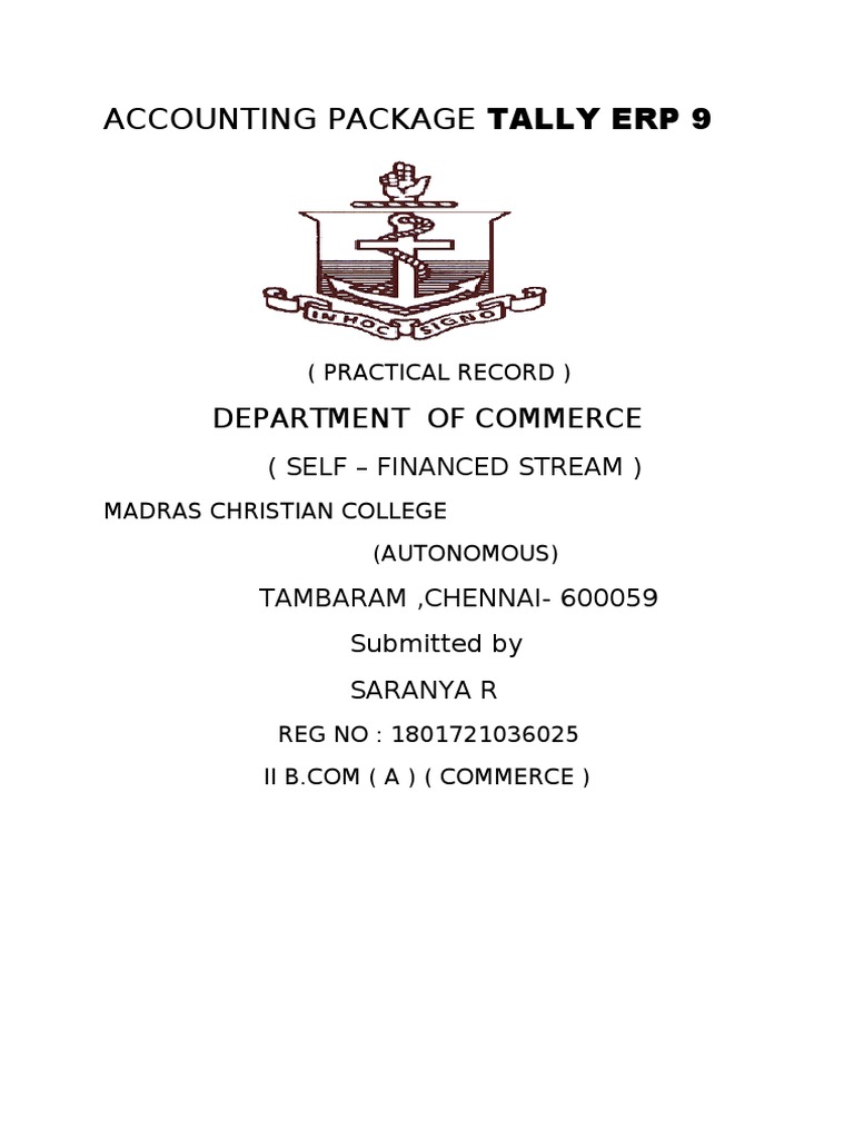 Accounting Package Tally Erp 9: Department of Commerce | PDF ...