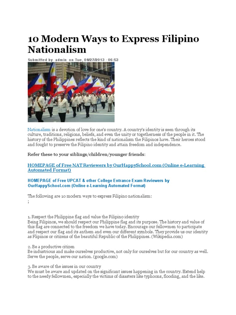 10 Modern Ways To Express Filipino Nationalism | PDF | Philippines ...