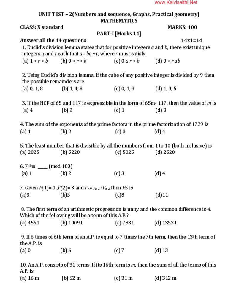 100 Mark Test | PDF | Prime Number | Number Theory