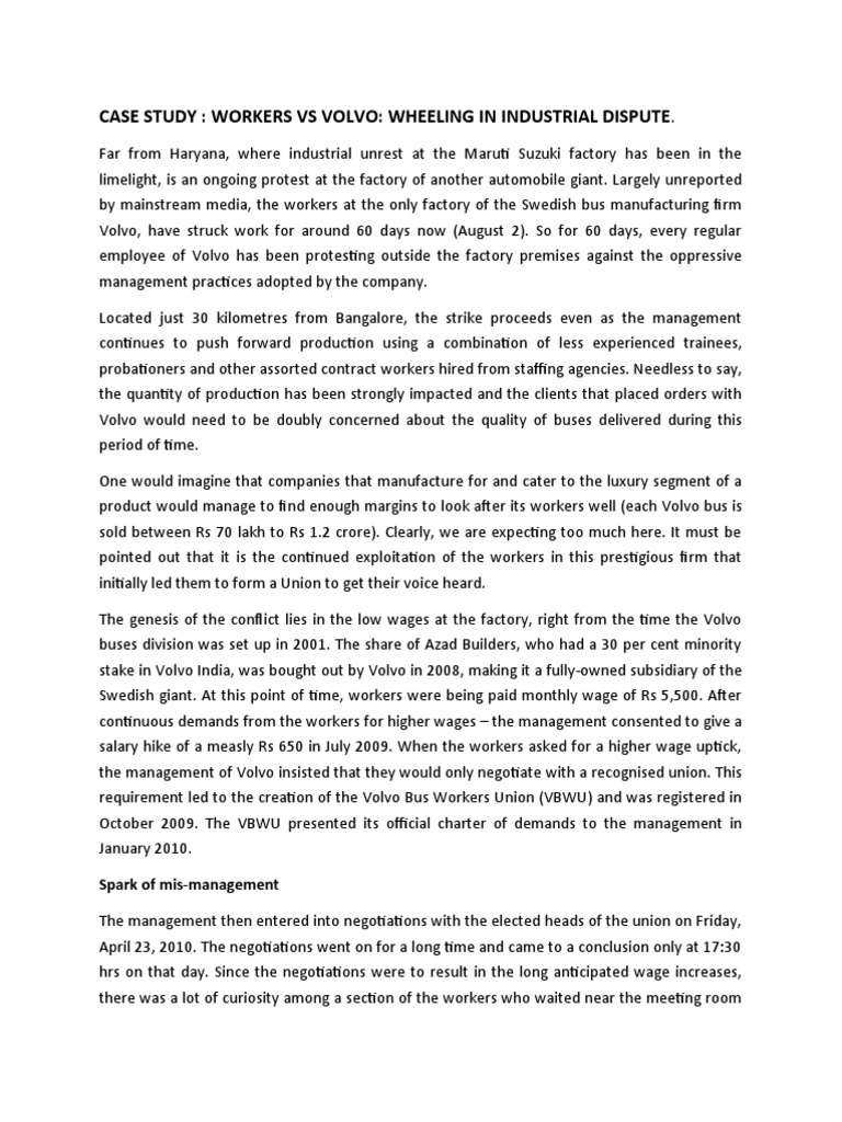 Volvo Case Study | PDF | Strike Action | Bus