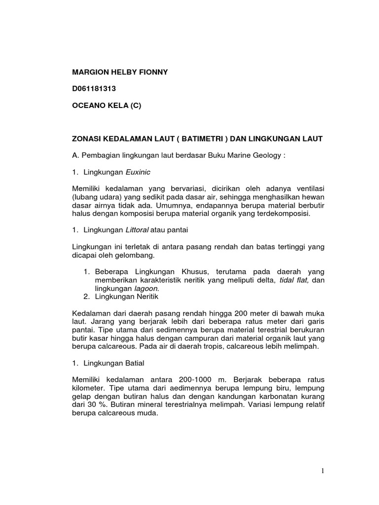 Zonasi Kedalaman Laut dan Ekosistem | PDF | Ilmu Sosial | Sains ...