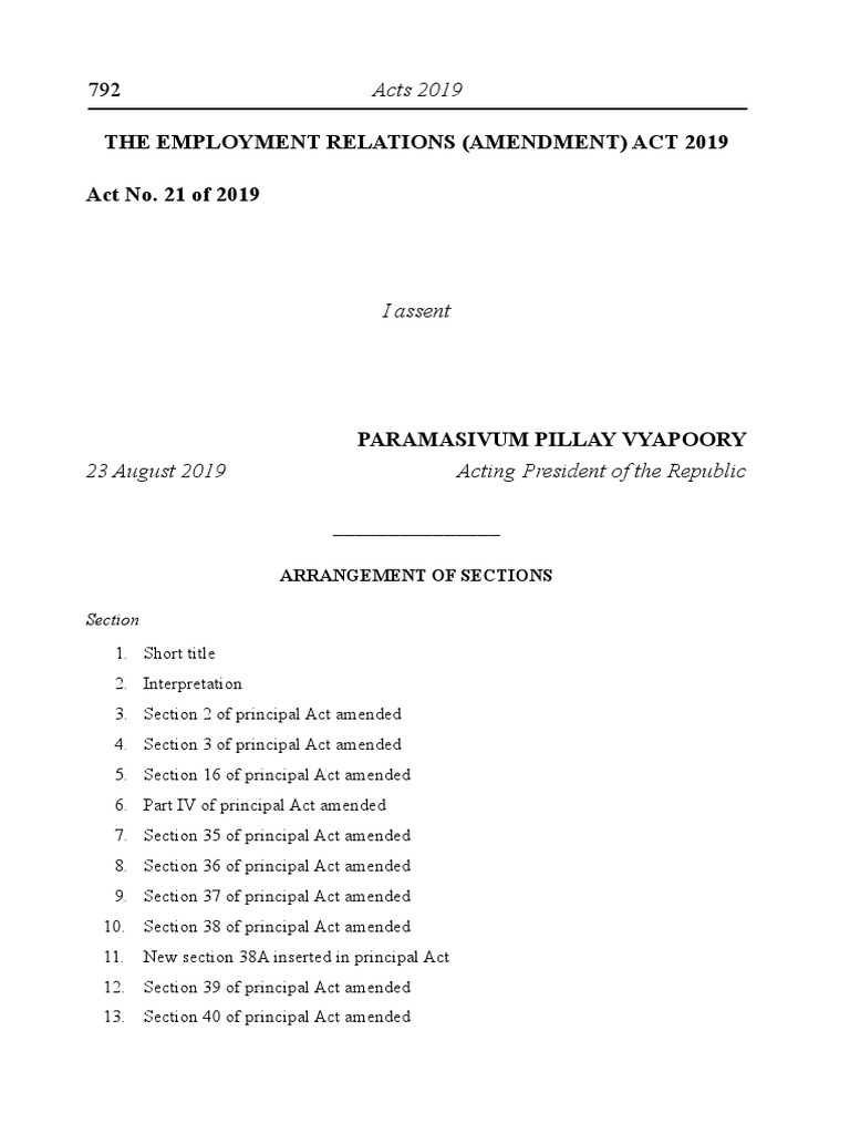 21 - The Employment Relations (Amendment) Act 2019 | PDF | Trade Union ...