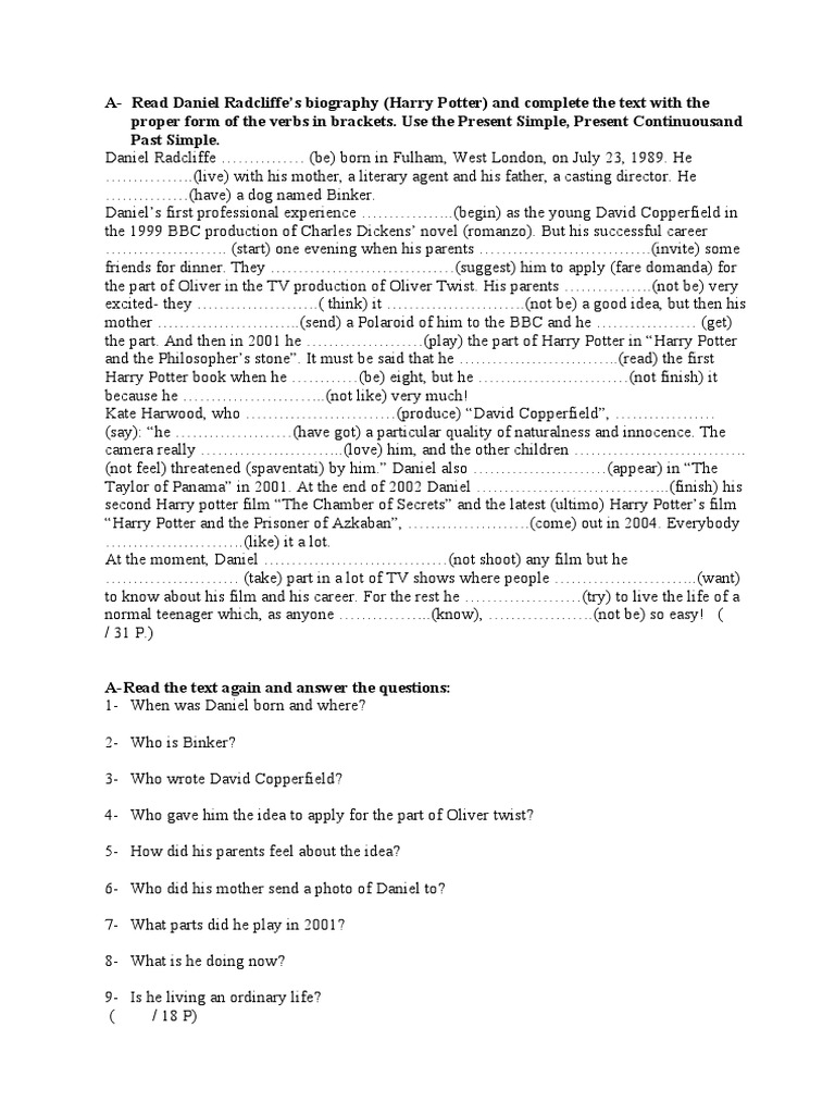 Harry Potter Fun Activities Games Reading Comprehension Exercis - 19388 ...