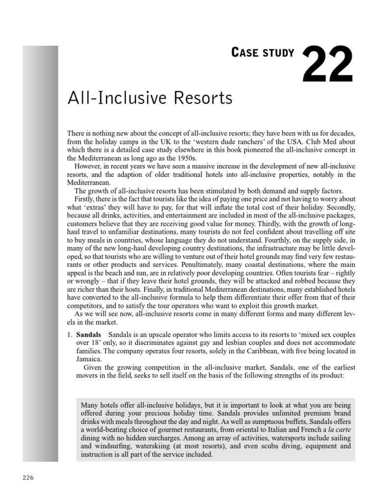 Case Study 4 All-Inclusive Resorts | PDF | Resort | Hedonism