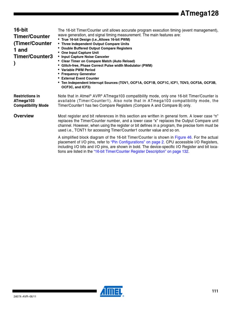 Atmega128: 16-Bit Timer/Counter (Timer/Counter 1 and Timer/Counter3 ...