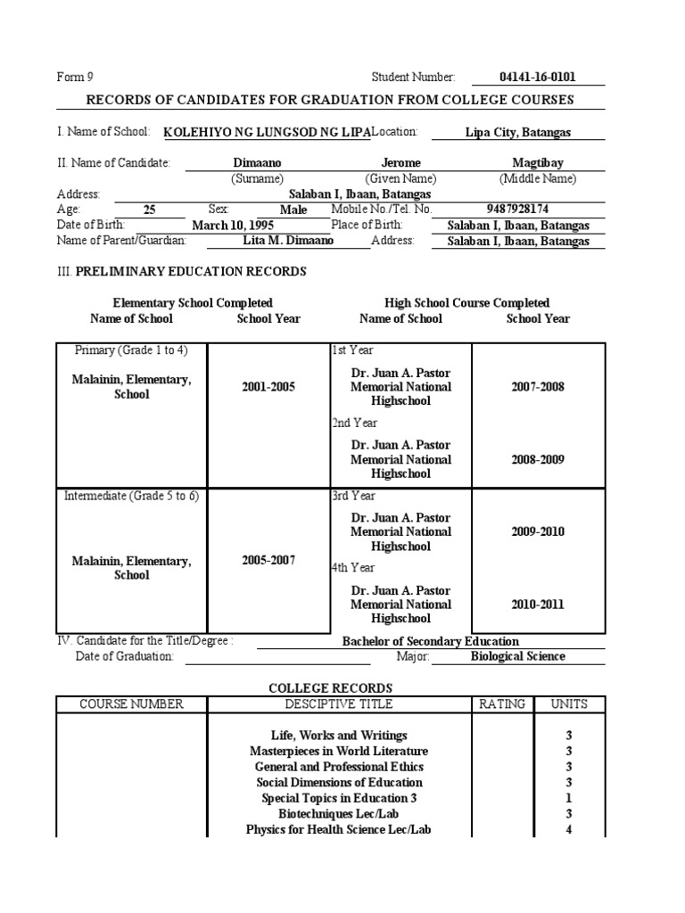 1 - Application For Graduation Form 2020 | PDF | Middle Schools | College