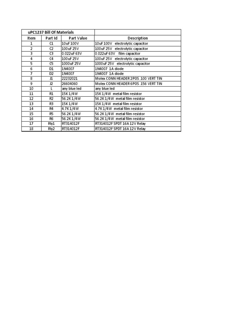 uPC1237 BOM | PDF