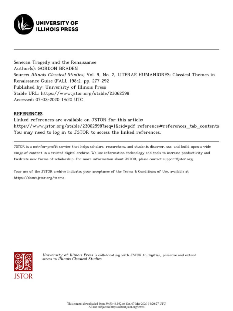 Senecan Tragedy and Renaissance | PDF | Seneca The Younger | Tragedy