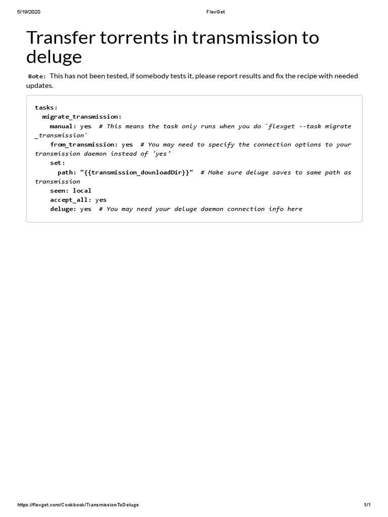 Transfer Torrents in Transmission To Deluge | PDF