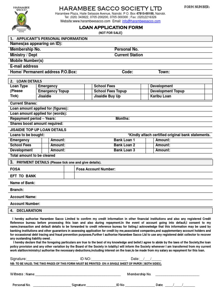 Bosa Loan Application Form | PDF | Loans | Credit