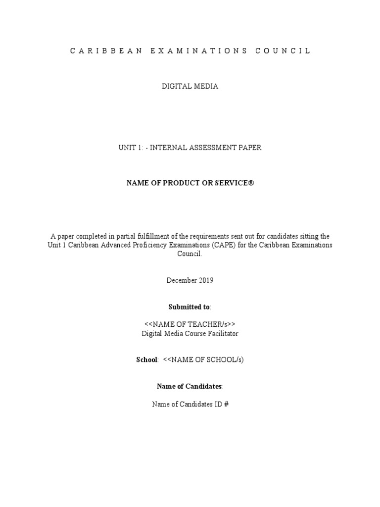 CAPE DM Unit 1 SBA Outline Shell (2020) | PDF | Test (Assessment ...