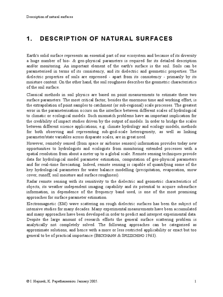 1-Description of Natural Surfaces PDF | PDF | Dielectric | Surface ...