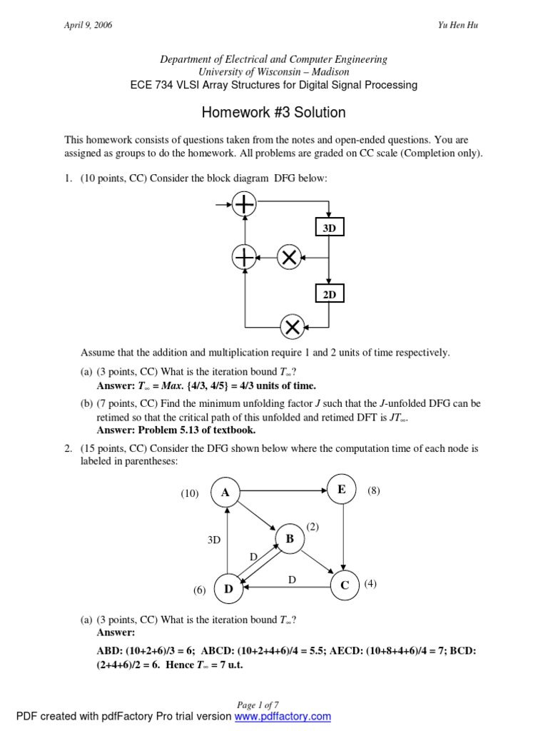 Homework #3 Solution: Department of Electrical and Computer Engineering ...