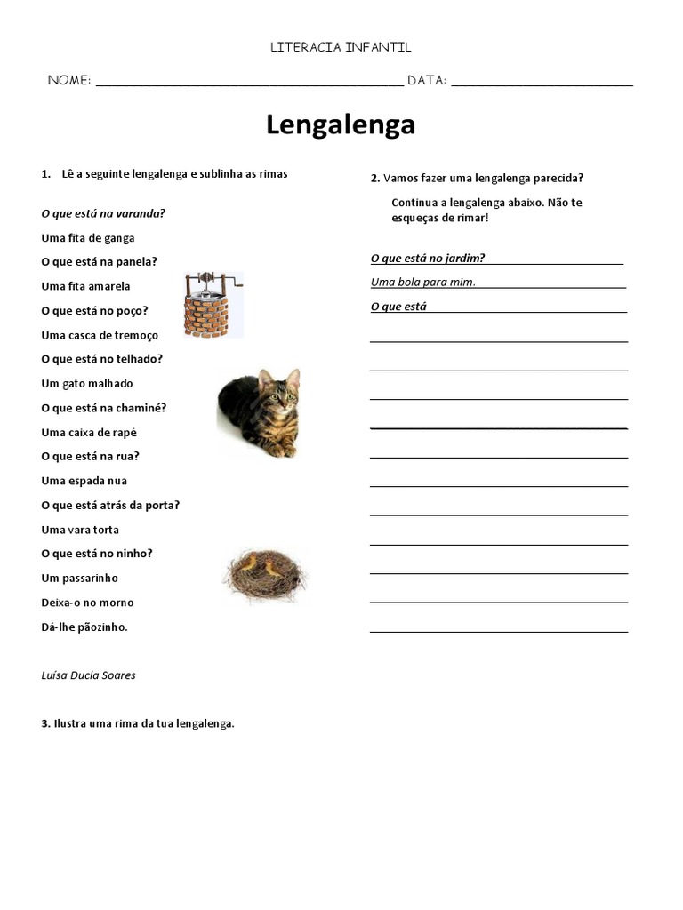 Lengalenga infantil para rimar | PDF
