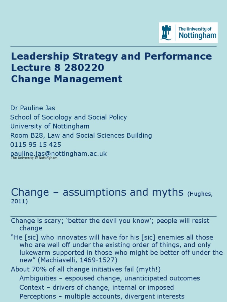 LSP 8 Change Management 280220 | PDF | Leadership | Cognition