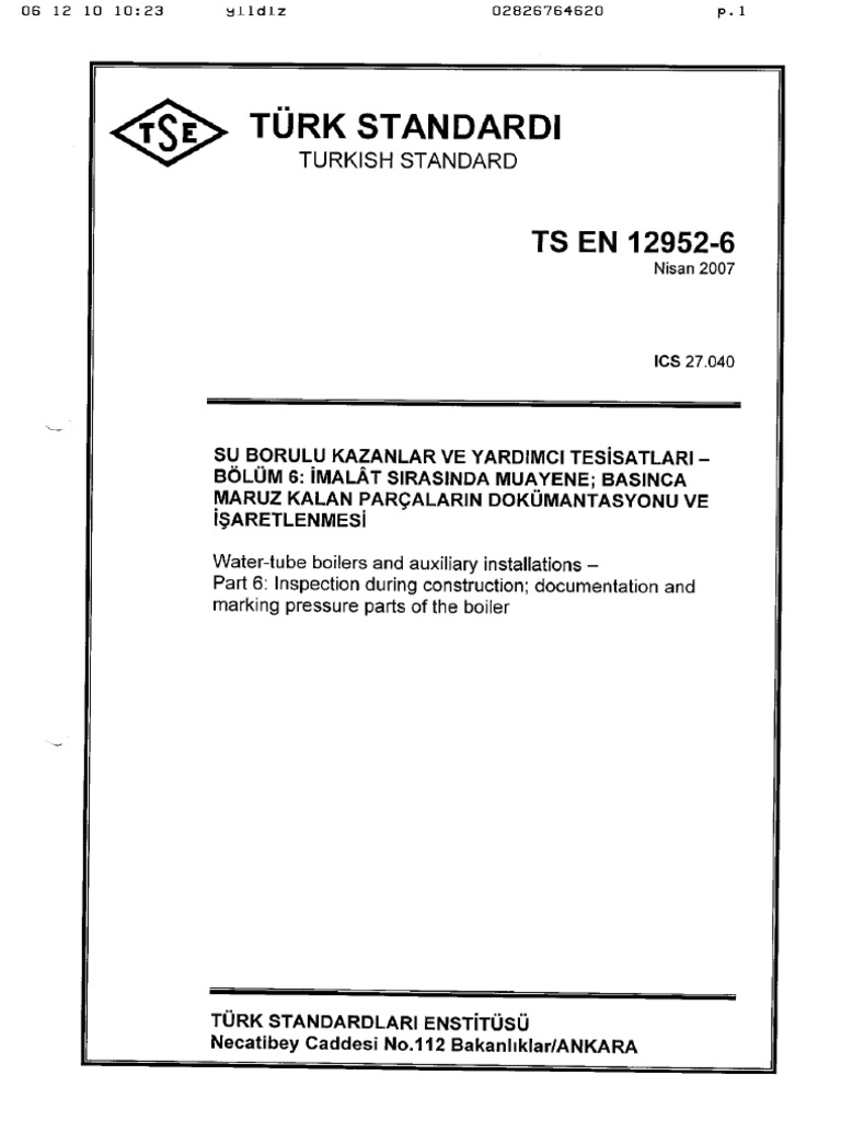 TS en 12952-6 | PDF
