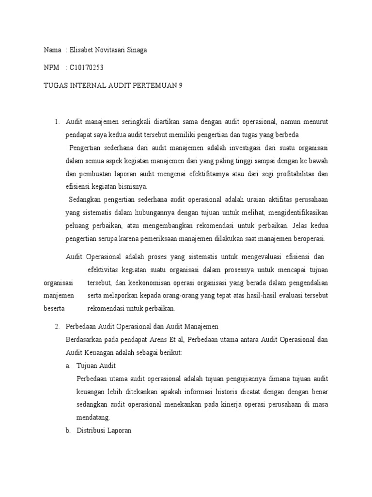 Ia Pertemuan 9 - Audit Operasional | PDF | Bisnis | Pengelolaan ...