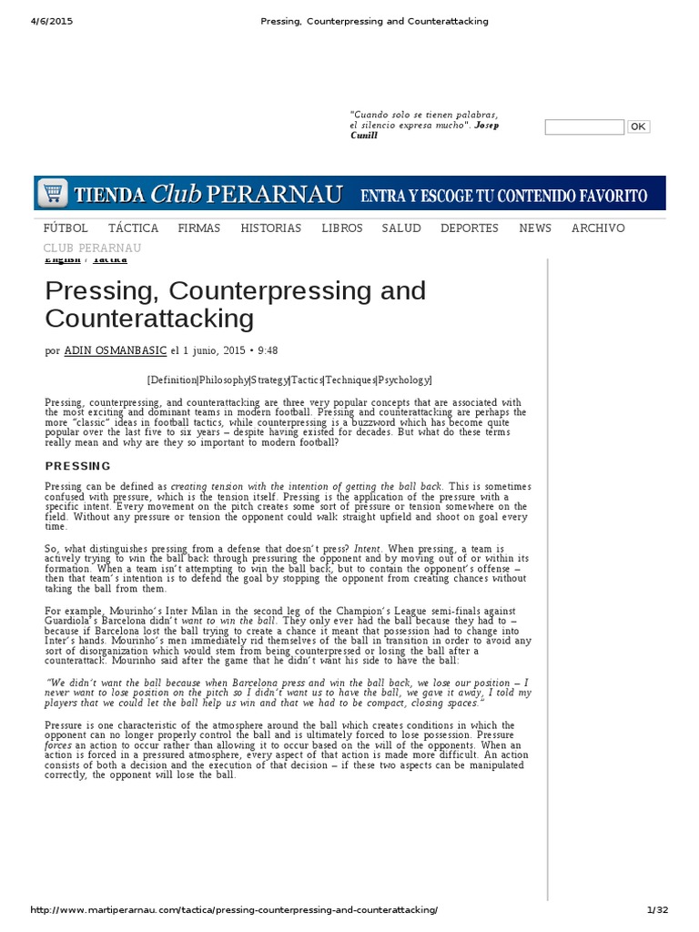 Pressing, Counterpressing, and Counterattacking PDF | PDF | Defender ...