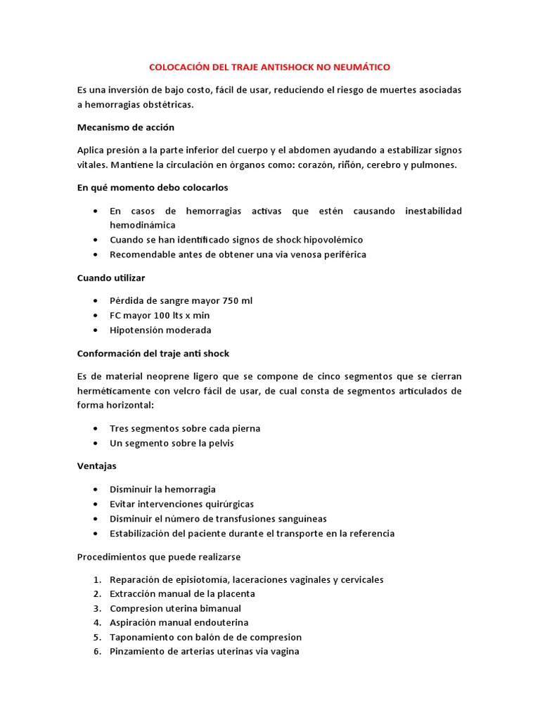 Uso y colocación del traje antichoque | PDF