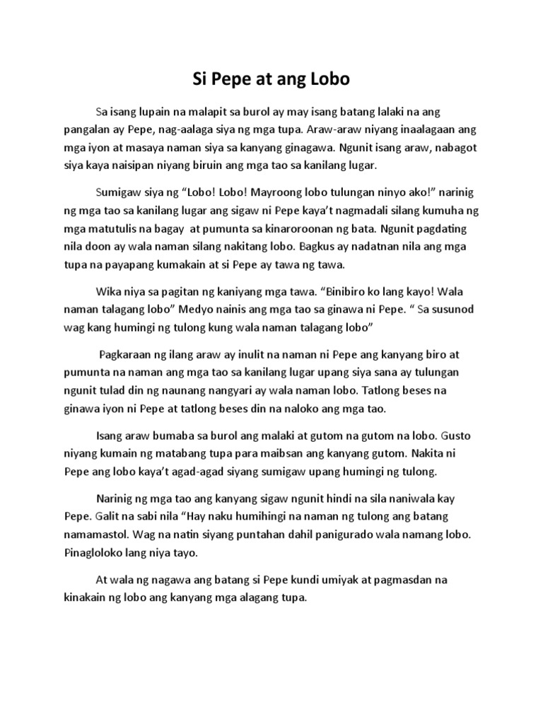 Si Pepe at Ang Lobo | PDF