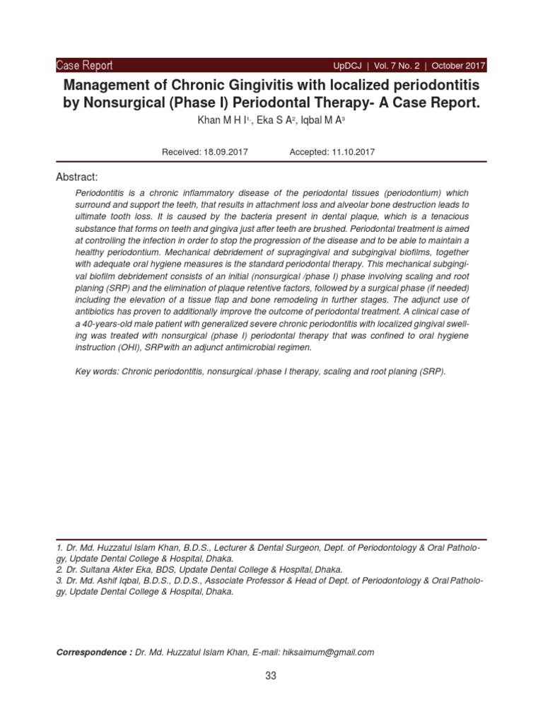 Management of Chronic Gingivitis PDF | PDF | Periodontology | Oral Hygiene