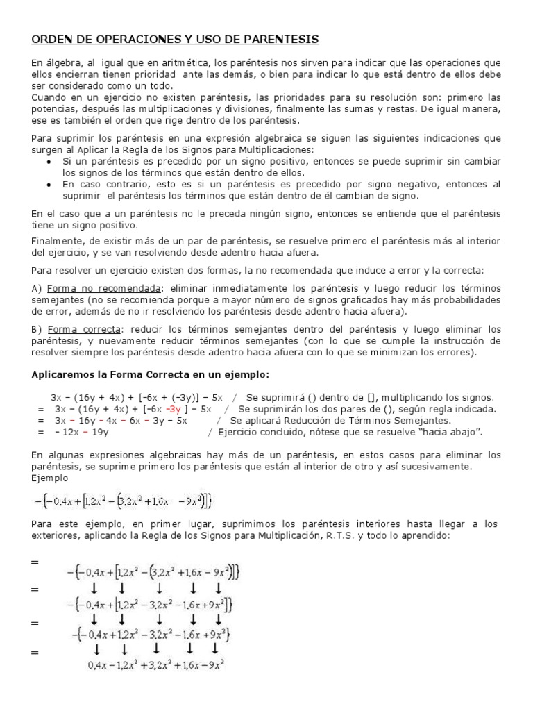6-005 Uso de Paréntesis y Guía | PDF | Soporte | Multiplicación