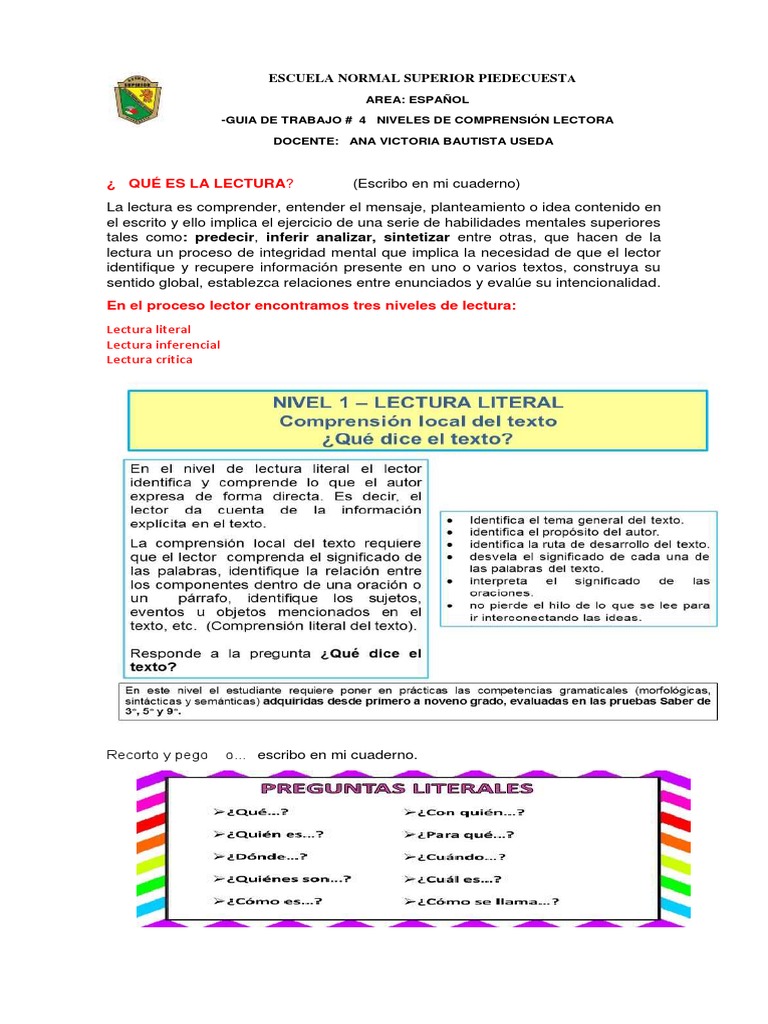 Niveles de Comprensión Lectora | PDF | Crecimiento personal y profesional