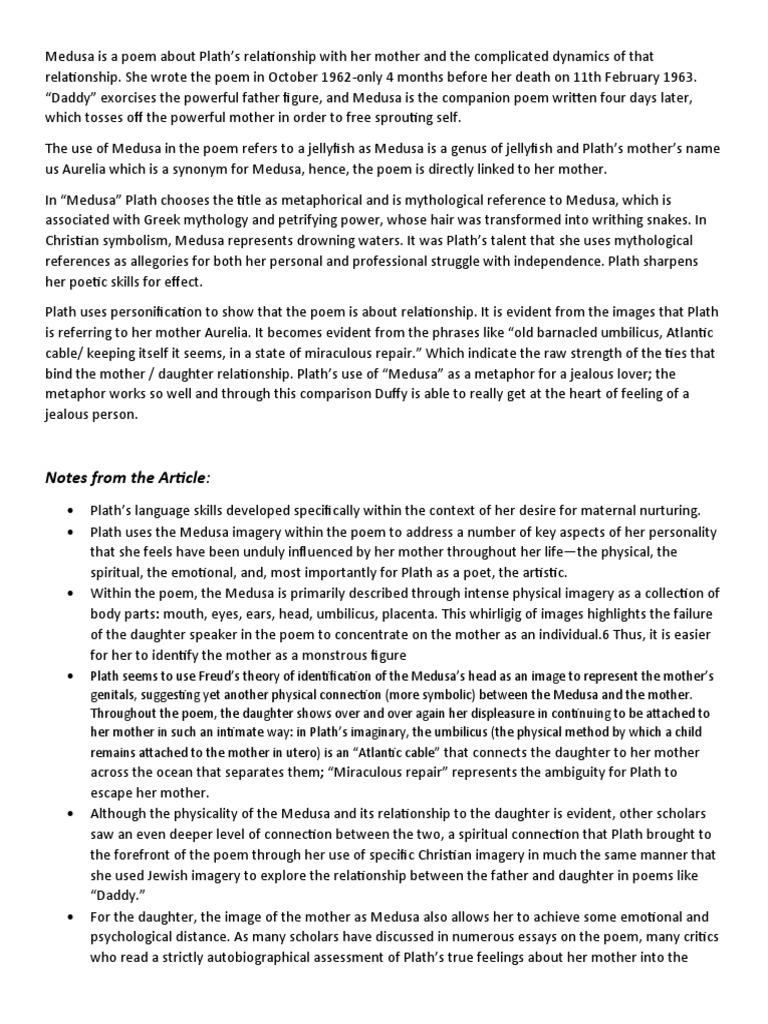 Analysis of "Medusa" by Sylvia Plath | PDF