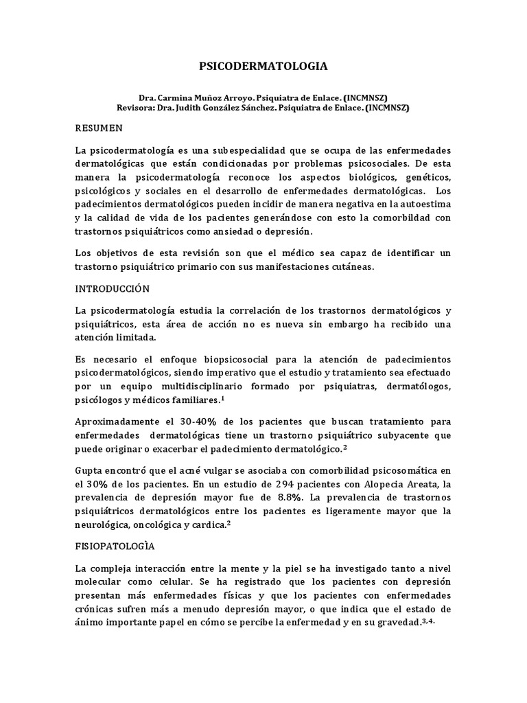 Psicodermatología: Enfoque Integral | PDF | Trastorno mental | Psoriasis