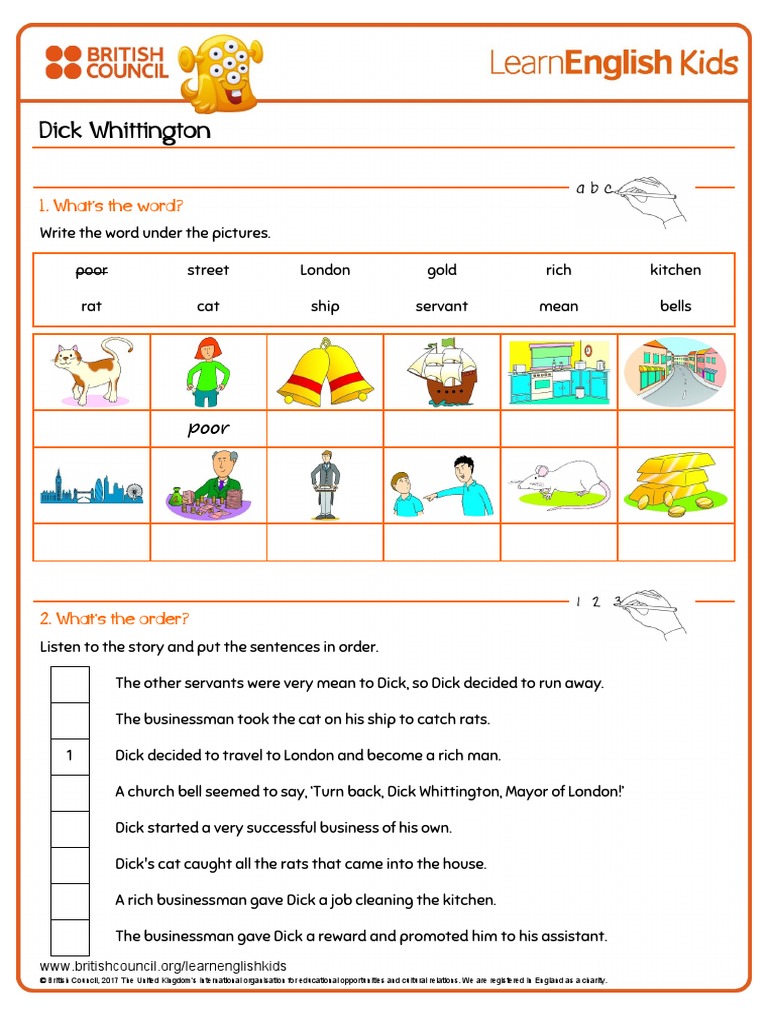 Short Stories British Tales Dick Whittington Worksheet | PDF
