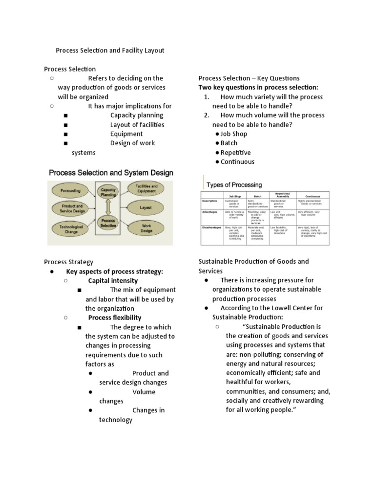 Process Selection & Facility Layout Guide | PDF | Automation | Machines