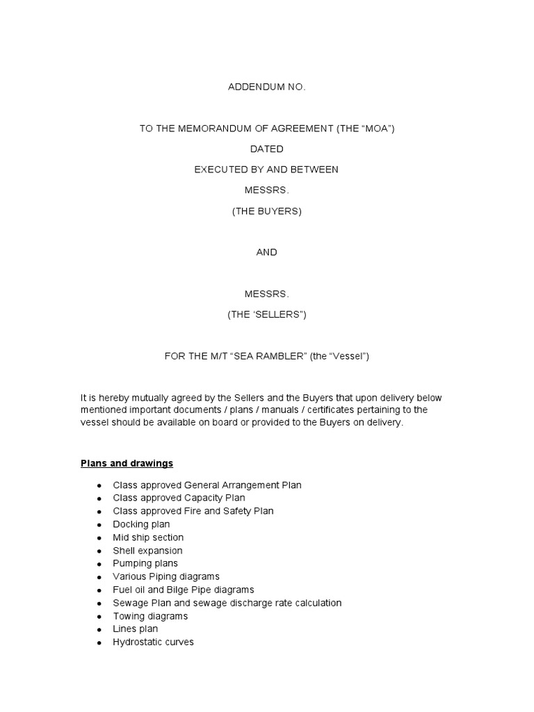 ADDENDUM Sample | PDF | Water Transport | Ships