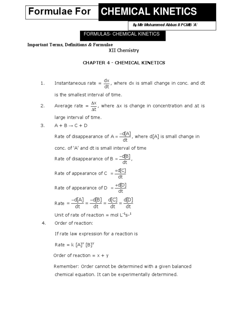 Chemical Kinetics Pdf Pdf Reaction Rate Constant Chemical