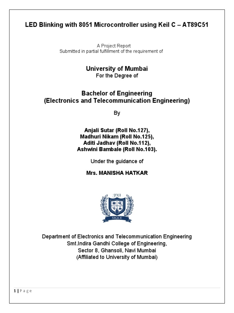 LED Blinking With 8051 Microcontroller Using Keil C | PDF | Computer Engineering | Digital ...