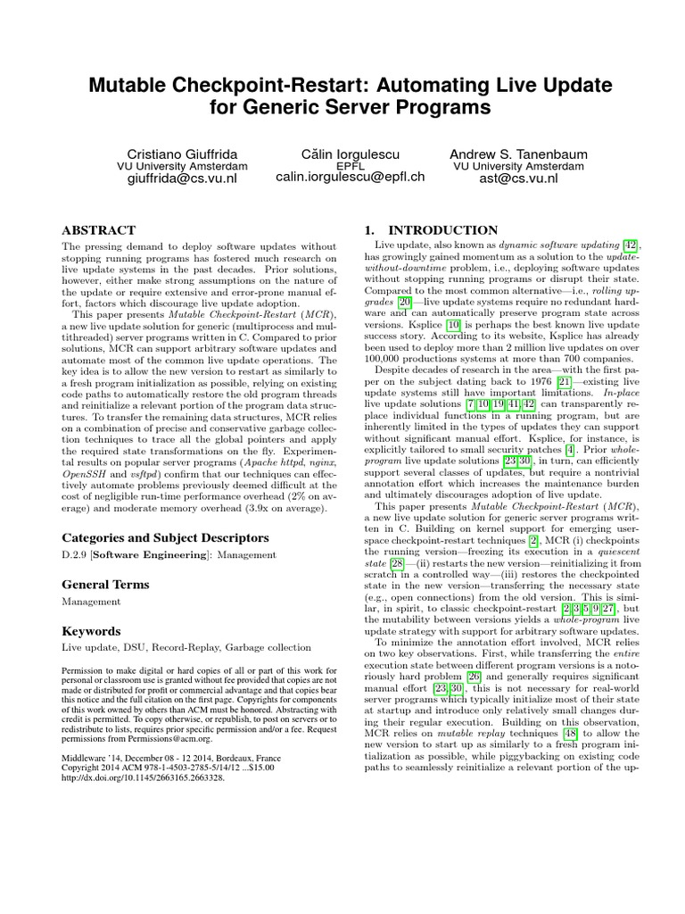Mutable Checkpoint-Restart Automating Li PDF | PDF | Pointer (Computer Programming) | Library ...