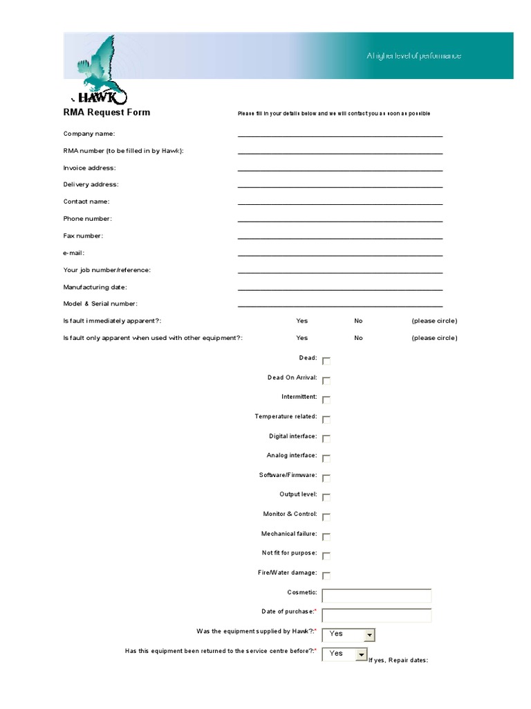 RMA Return Material Form PDF | PDF | Electronic Engineering ...