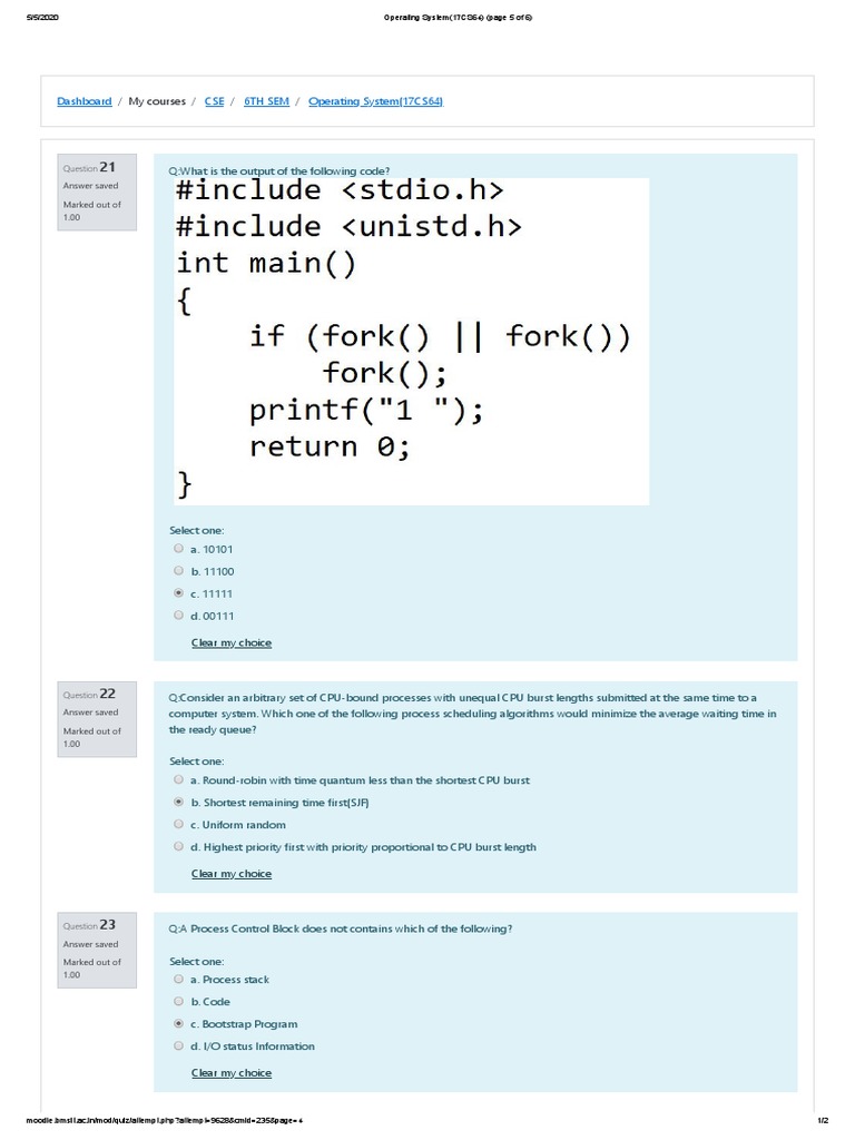 Operating System (17CS64) (Page 5 of 6) PDF | PDF | Thread (Computing) | Computer Science