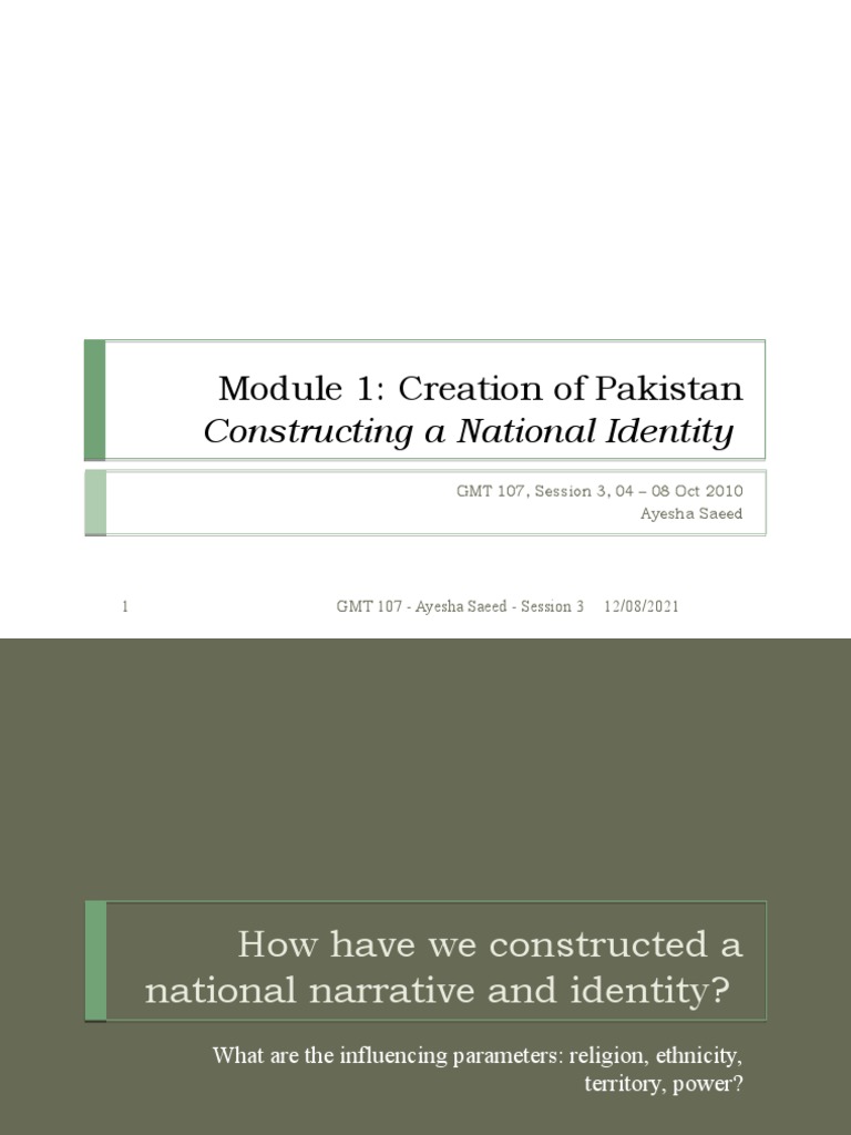 Session 3 - Constructing A National Identity | PDF | Nationalism | Pakistan