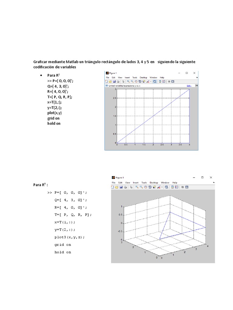 Graficar Mediante Matlab Un Triángulo Rectángulo de Lados 3 | PDF