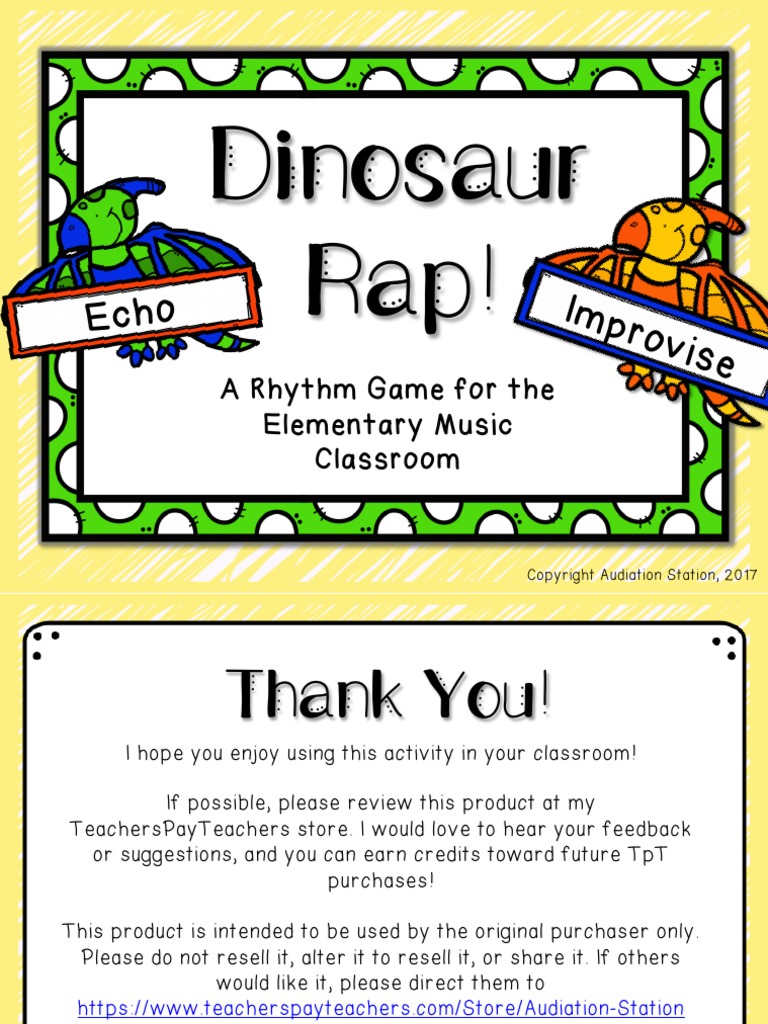 Dinosaur Rap | PDF | Musical Notation | Music Theory