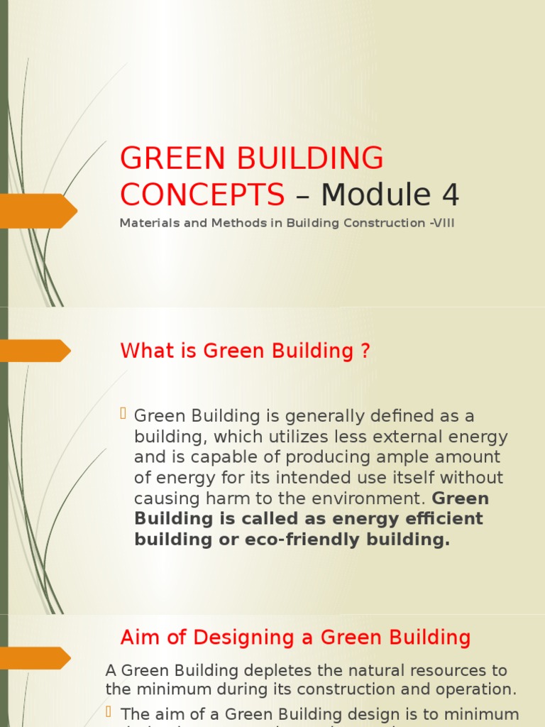 GREEN BUILDING CONCEPTS - Module 4 | PDF | Green Building | Building ...