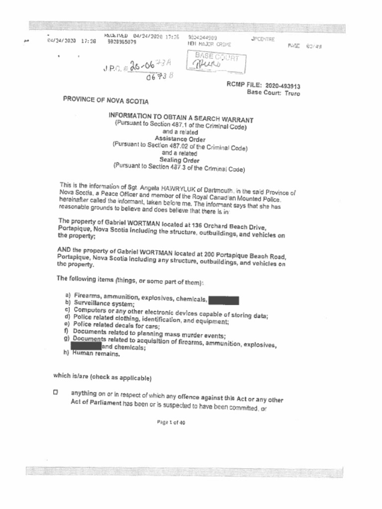 Nova Scotia RCMP Docs | PDF