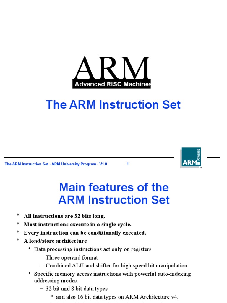 Slide 2 (ARM Instruction Set) | PDF | Arm Architecture | Computer ...