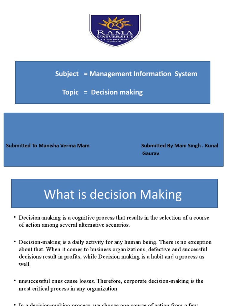Presentaion of Mis 2... | PDF | Brainstorming | Decision Making