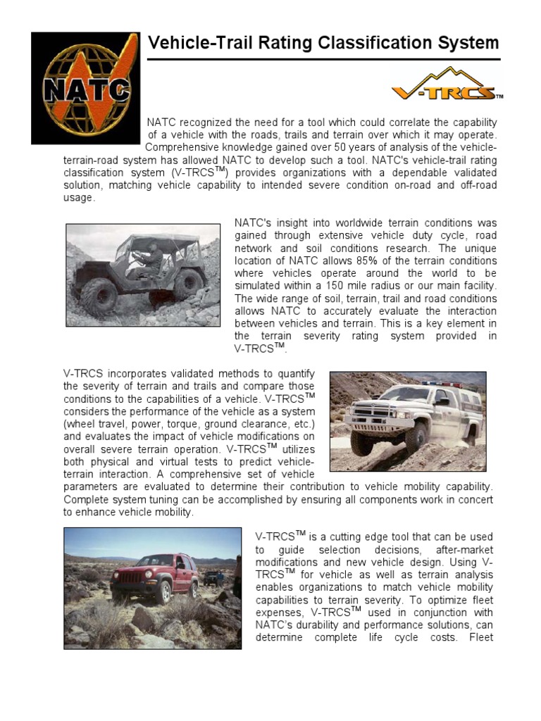 Vehicle-Trail Rating Classification System | PDF | Off Roading | System