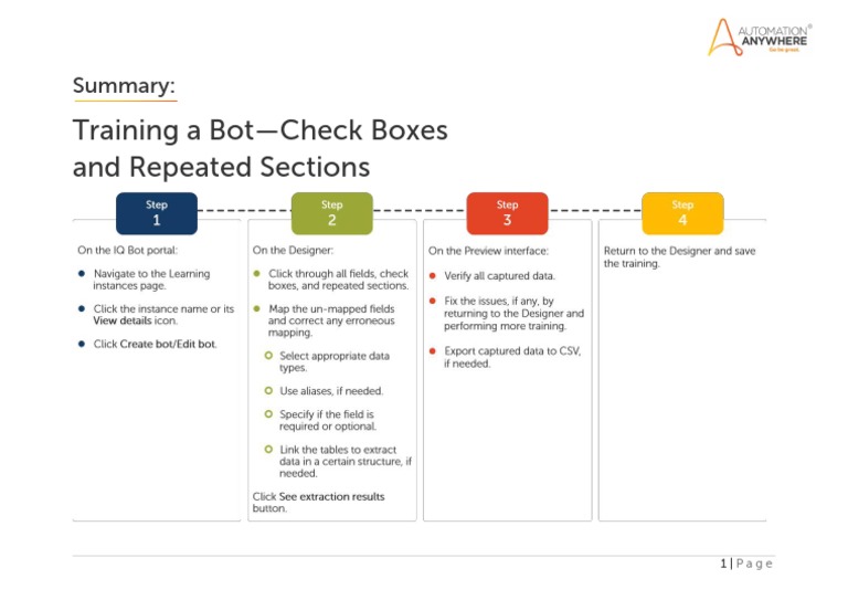 Training A Bot-Check Boxes and Repeated Sections: Summary | PDF | Business