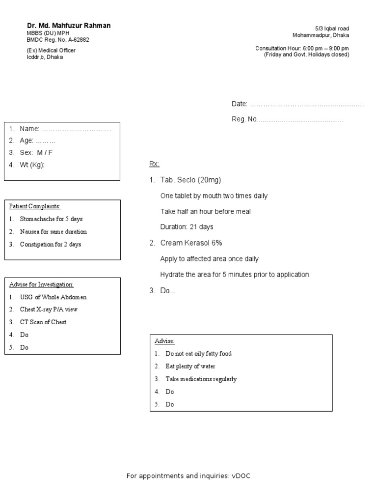 Dr. Md. Mahfuzur Rahman: 1. Tab. Seclo (20mg) | PDF