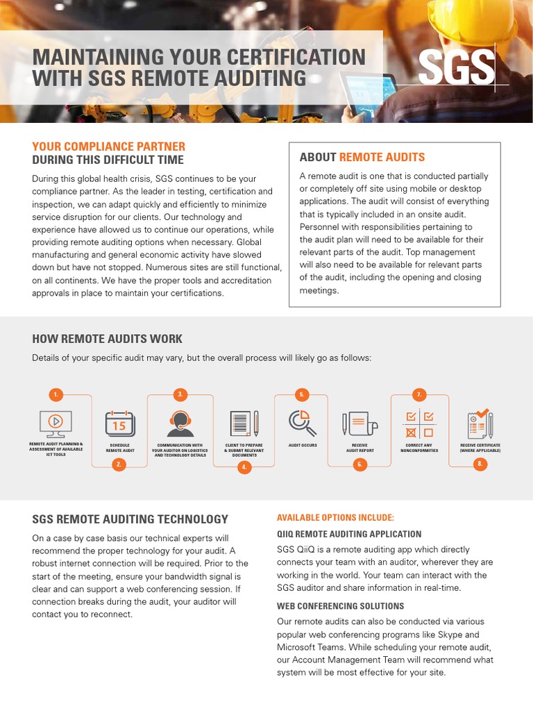 SGS Remote Auditing for Certification | PDF | Web Conferencing | Audit